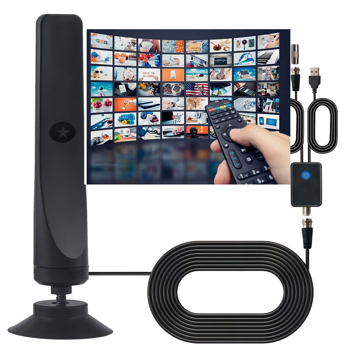 Rewave TV Aerial - Freeview Digital TV Aerial Indoor with Strong Signal ...