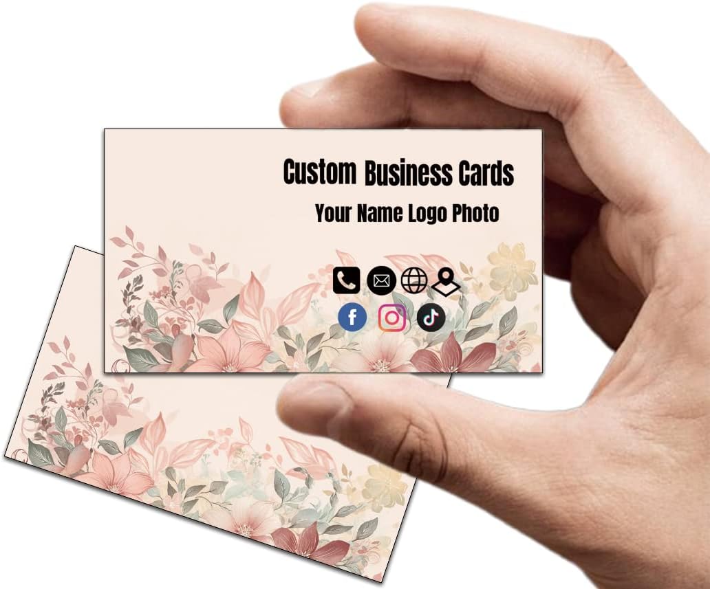 Amazon.com : Floral Custom Personalized Business Cards - 300gsm Thick ...