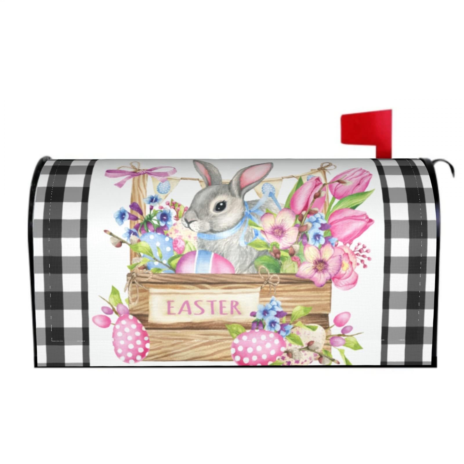 Amazon.com: Easter Plaid Black & White Magnetic Mailbox Covers - Spring ...