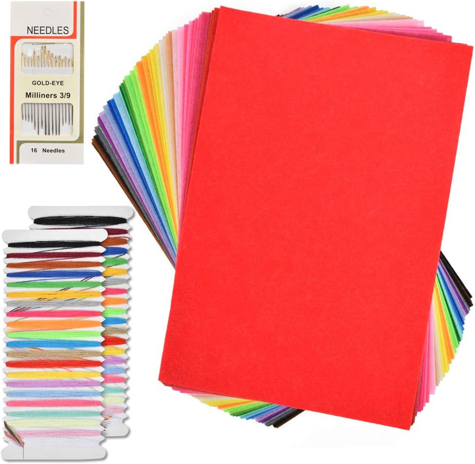 TIMESETL 50pcs Coloured Felt Fabric Craft Felt for Sewing, 20 x 30cm ...