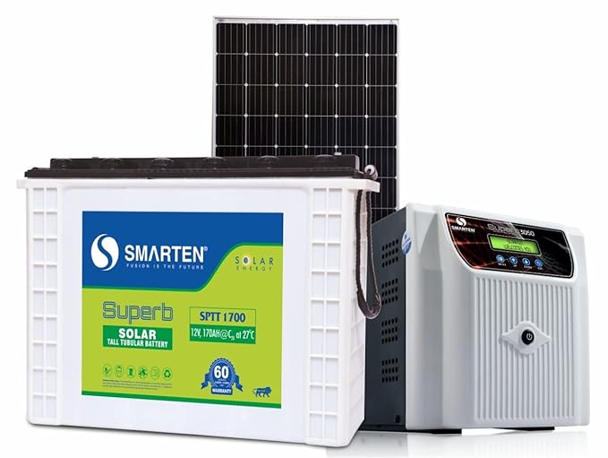 Smarten Superb 2500 VA Solar MPPT PCU, SMARTEN Saver 170 AH Solar Tall ...