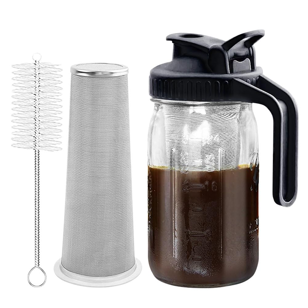 Buy UYANGG Cold Brew Mason Jar Coffee Maker 64 OZ Wide Mouth Cold Brew ...