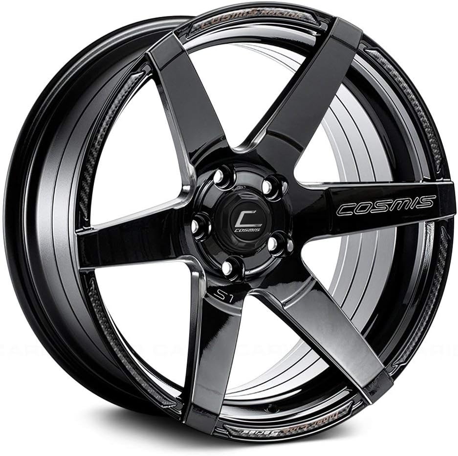 Amazon.com: Cosmis Racing S1 18x10.5 +5mm 5x114.3 Black w/ Milled Lip ...