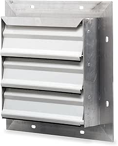 Dayton 10" Backdraft Damper/Wall Shutter, 10-1/2" x 10-1/2" Opening ...