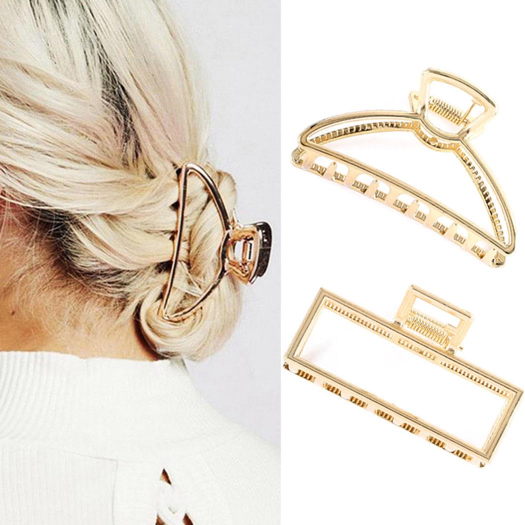 Amazon.com: CAKURE Hair Claw Clips Gold Metal Hiar Clip Medium ...