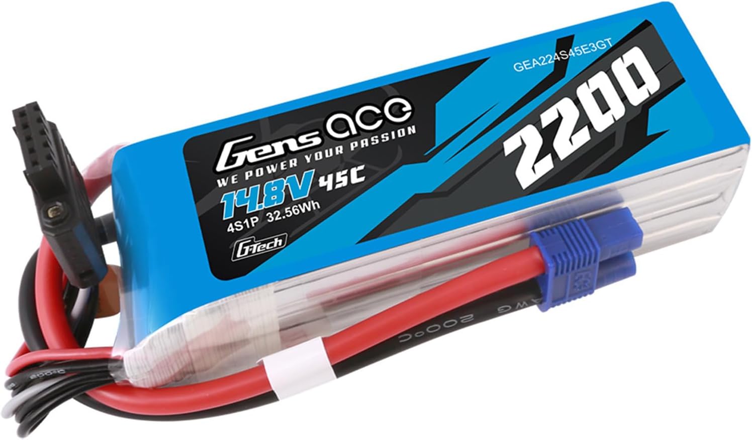 Amazon.com: Gens ace G-Tech 2200mAh 45C 14.8V 4S Lipo Battery with EC3 Plug : Toys & Games