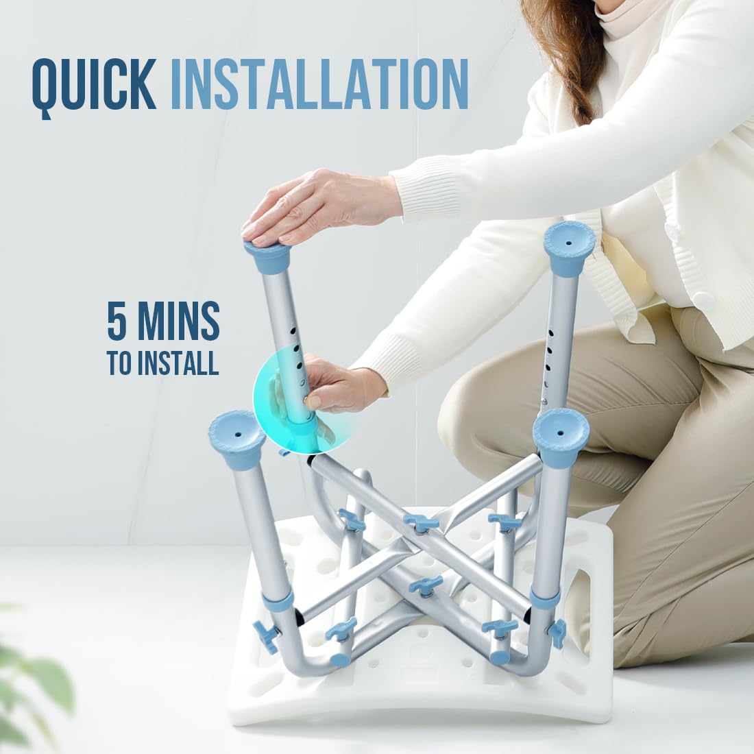 OasisSpace Heavy Duty Shower Chair with Back 500lb, EVA Padded Bath ...