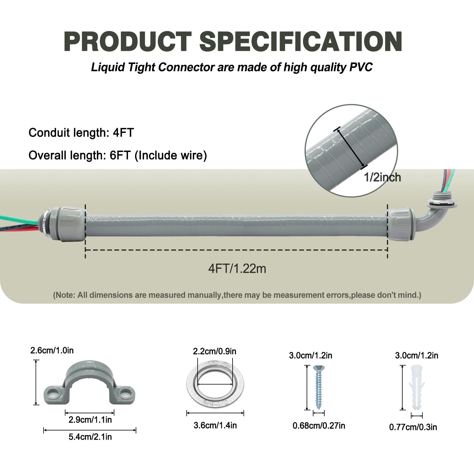 Snapklik.com : Wocloer 1/2" X 4Ft Power Whip Assembly Kit, Non-Metallic ...