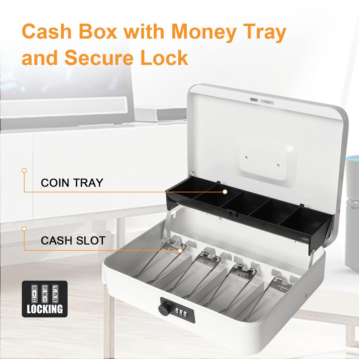 Snapklik.com : Jssmst Large Locking Cash Box