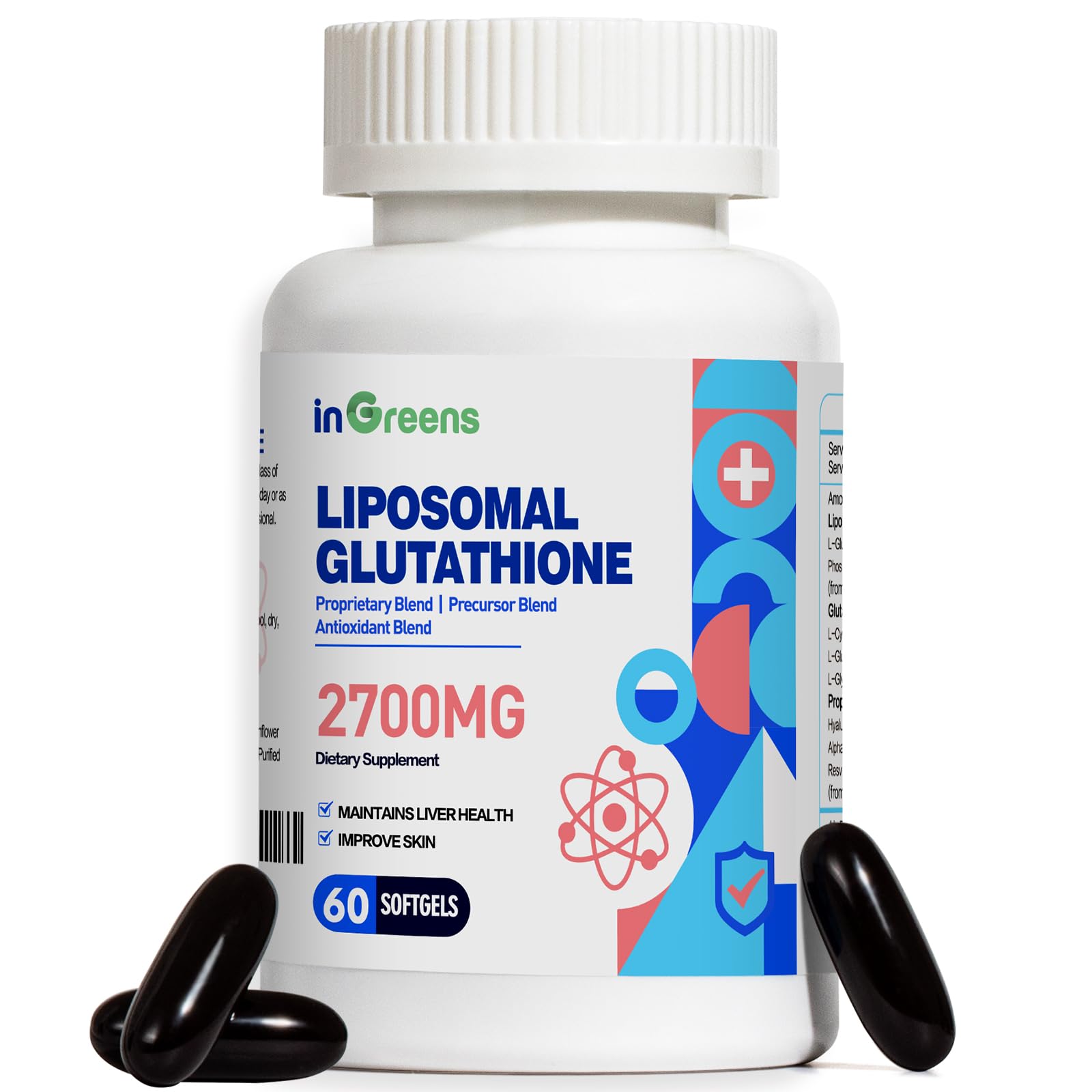 Buy inGreens 2700 MG Liposomal Glutathione Supplement, Max Absorption ...