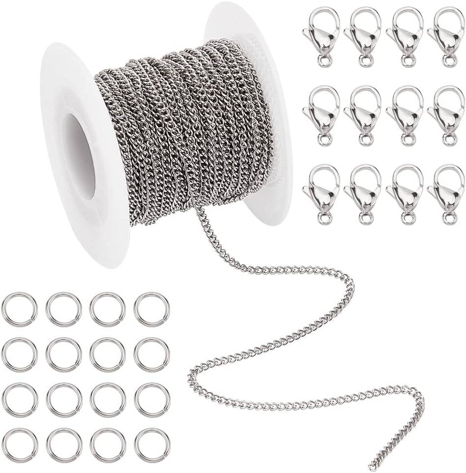 Amazon.com: 50 Feet Stainless Steel Chains for Jewelry Making, Anezus ...