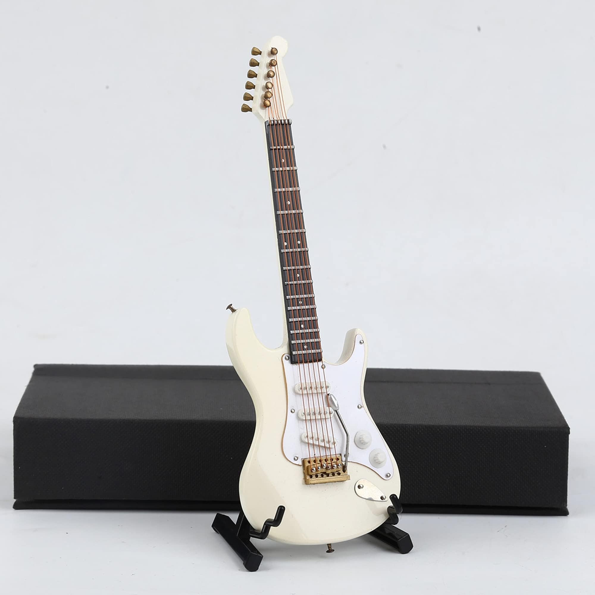 Amazon.com: Dselvgvu Wooden Miniature Electric Guitar with Stand and ...