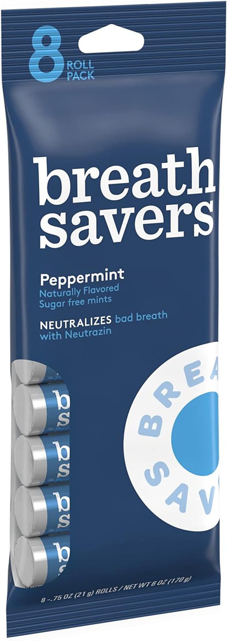 Amazon.com : BREATH SAVERS Peppermint Sugar Free Breath Mints Rolls, 0. ...