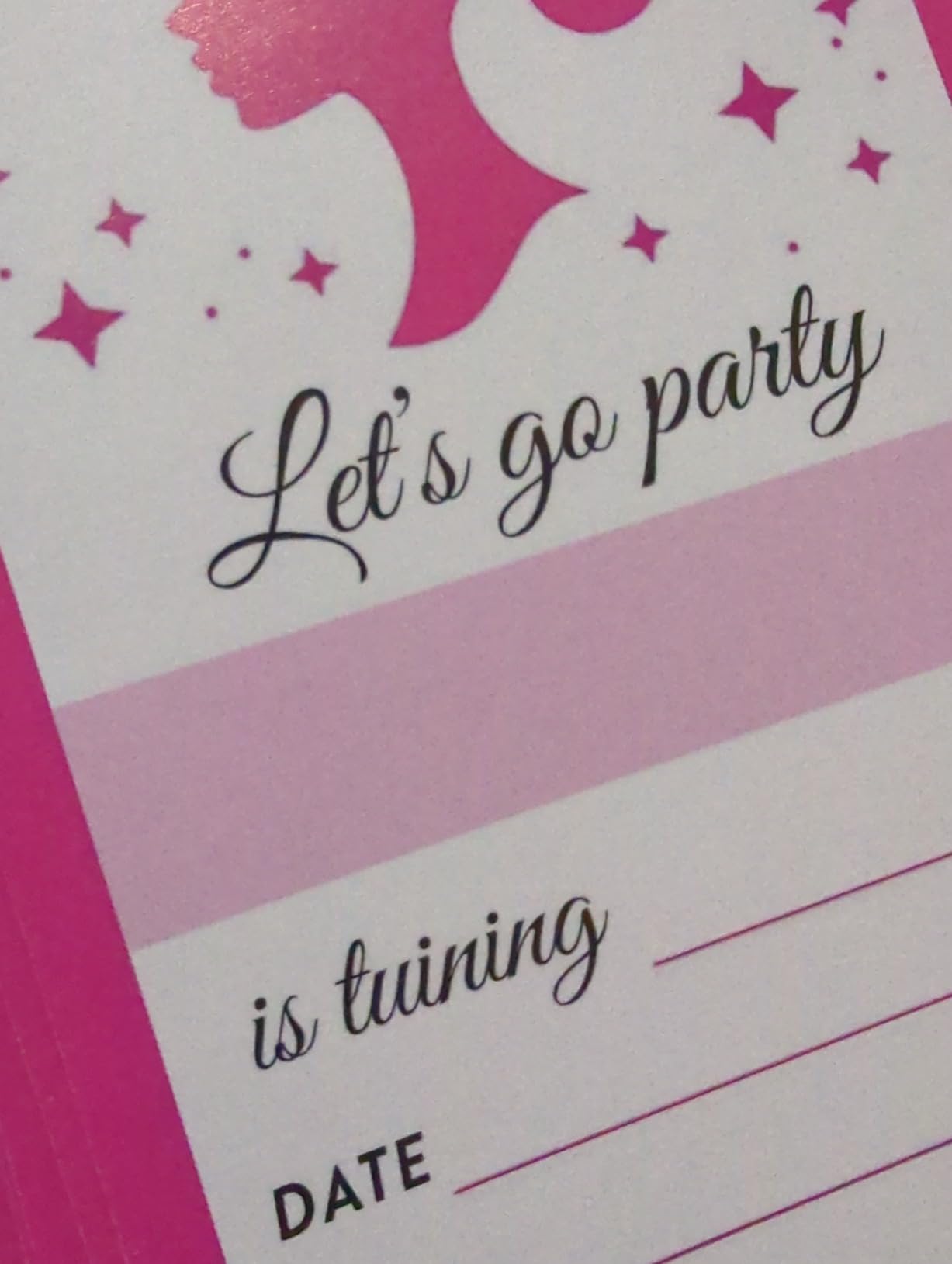 Amazon.com : Cudwid Let'S Go Party！Invitation Tickets, 20 Pcs Pink Girl ...