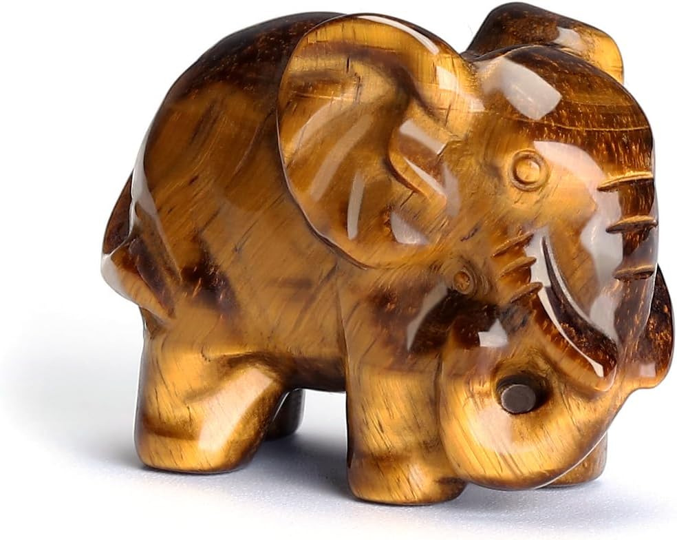 Amazon.com: CrystalTears Tiger Eye Healing Crystal Elephant Figurine ...