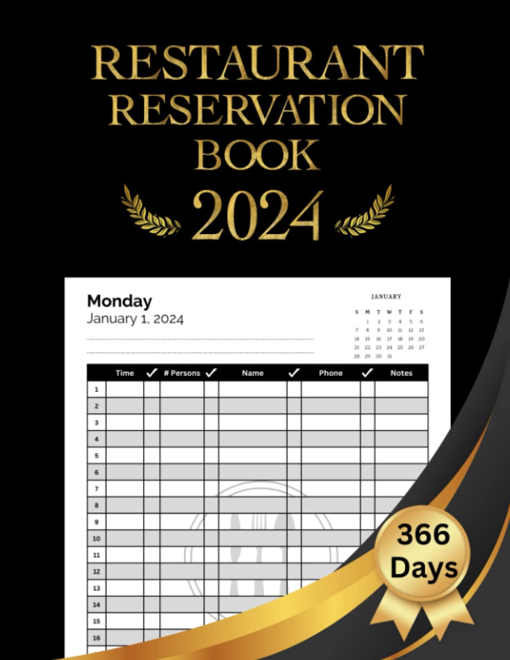 Restaurant Reservation Book 2024: Daily Dated Pages For Bookings From ...