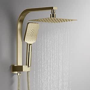 Decaura Twin Shower Head Rail Set Square Gooseneck Shower Arm 8" Rain ...