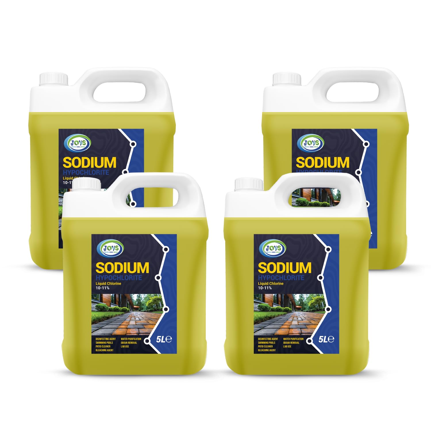 JOVS Sodium Hypochlorite 4 x 5 L - High Strength (10% -11%) Brick ...