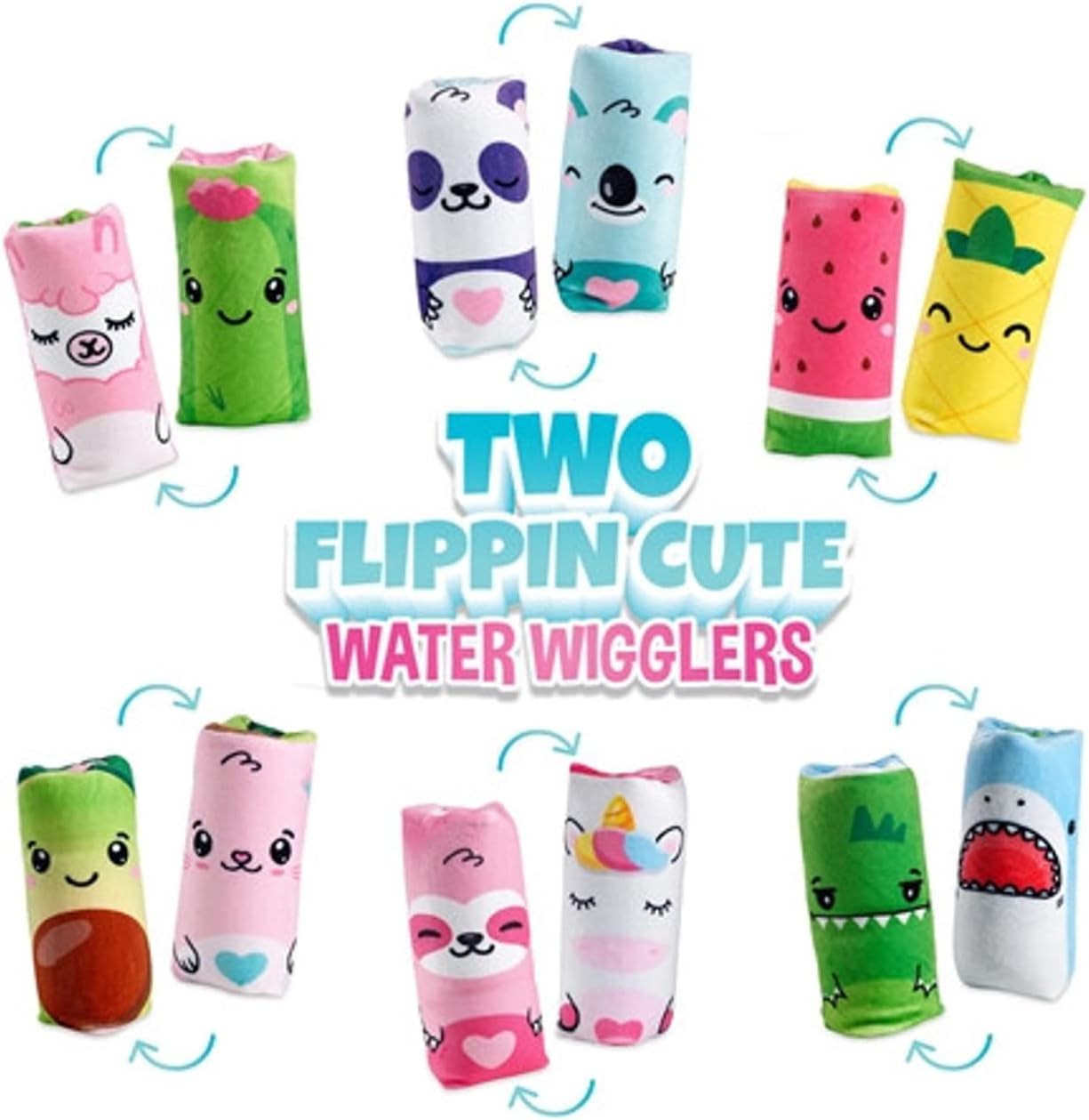 TOP TRENZ Pop Fidgety Reversible Two Flippin Cute Plush Water Wigglers ...