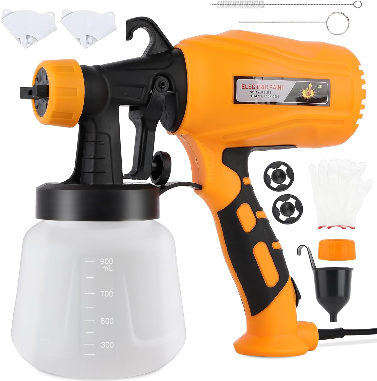 Paint Sprayer, 550W HVLP Electric Spray Gun with 2 Nozzles and 3 ...