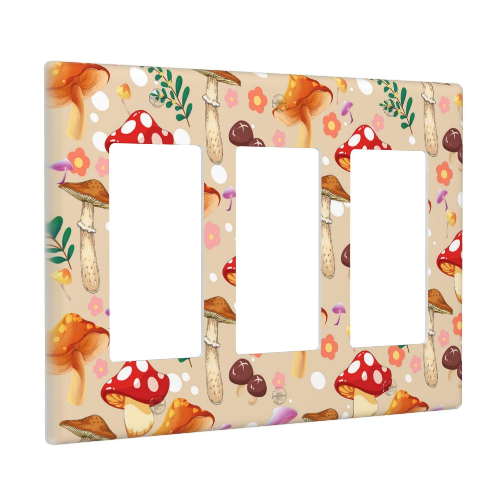 Cute Mushroom Retro 70s 60s Boho Flower Triple Rocker/Decora Wall ...