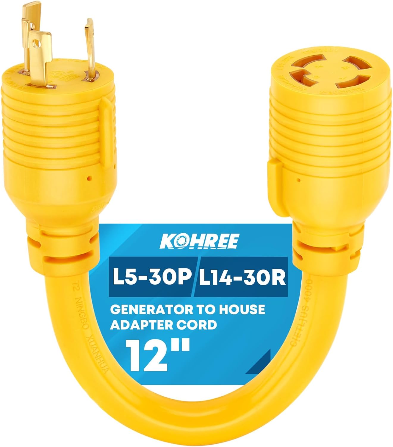 Amazon.com: Kohree NEMA L5-30P to L14-30R Adapter Cord, 3 Prong to 4 Prong Generator Adapter ...