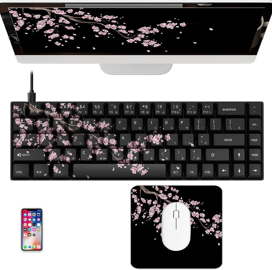 Amazon.com: VHPUNW Wood grain Japanese Keycaps 65 Percent Mechanical ...