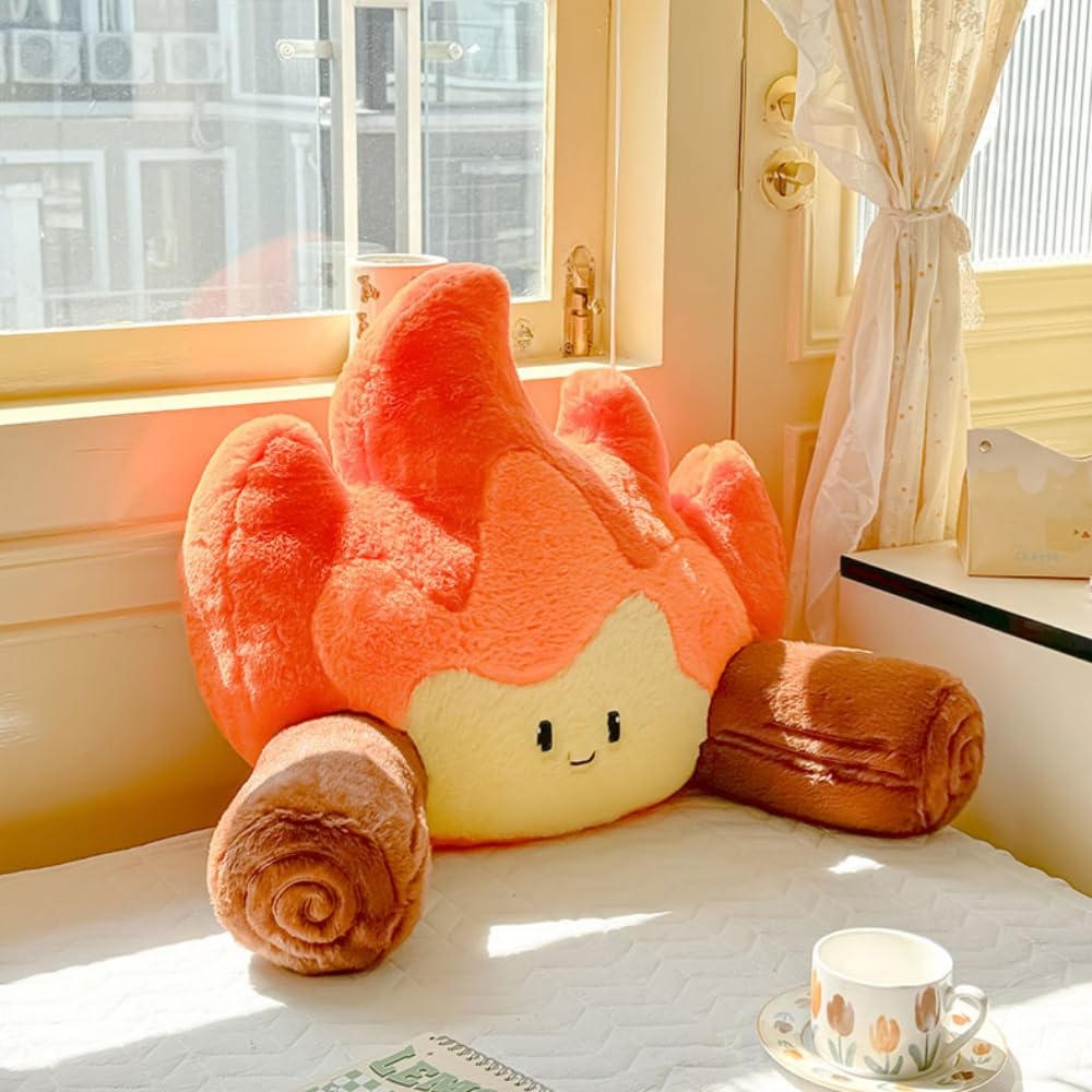 Amazon.com: UNWAAT Funny Campfire Reading Pillow Fake Fire Back Rest ...