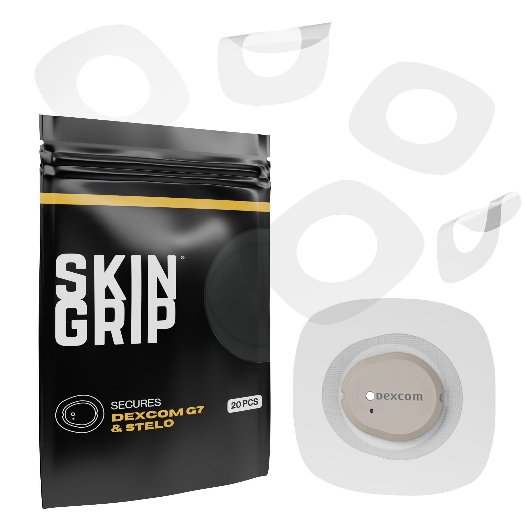 Amazon.com: Skin Grip Adhesive Patches for Dexcom G7 & Stelo CGM with ...