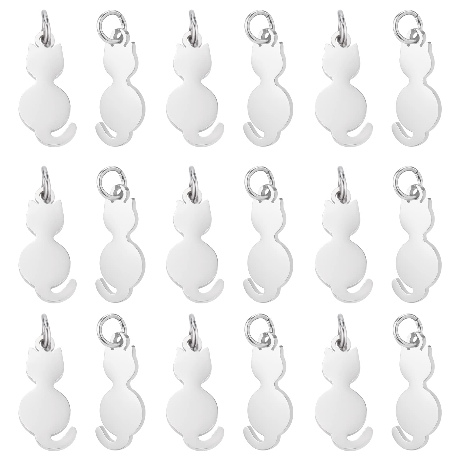 Amazon.com: UNICRAFTALE 20pcs Cat Charms with Ring 201 Stainless Steel ...