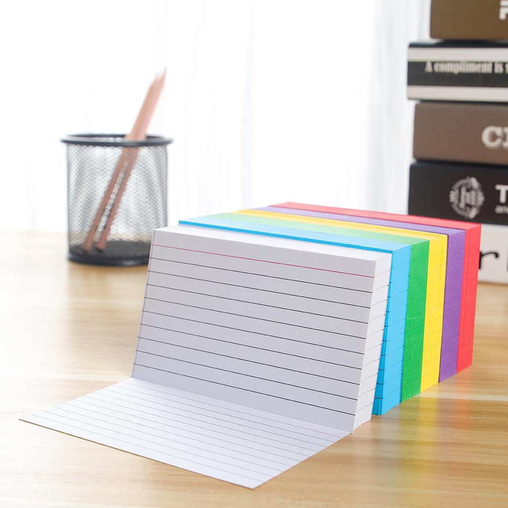 Index Cards Coloured Cards, 600PCS Flash Cards Record Cards6 Neon ...