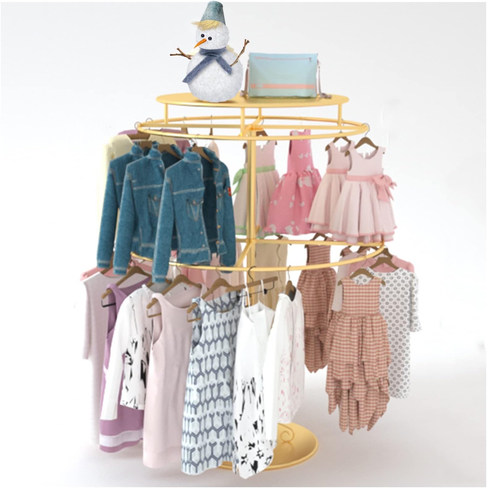 Amazon.com: AMSXNOO Rotatable Round Clothes Rack, 2-tier Kids Clothing ...