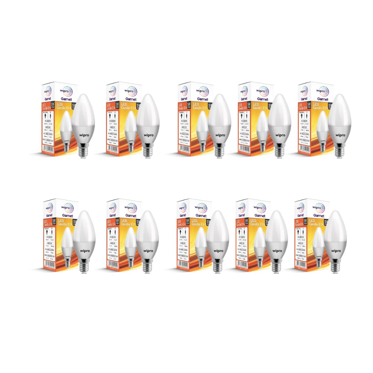 Buy Wipro Garnet 5W Frosted Candle Bulb |Warm White (2700K)|E14 Base ...