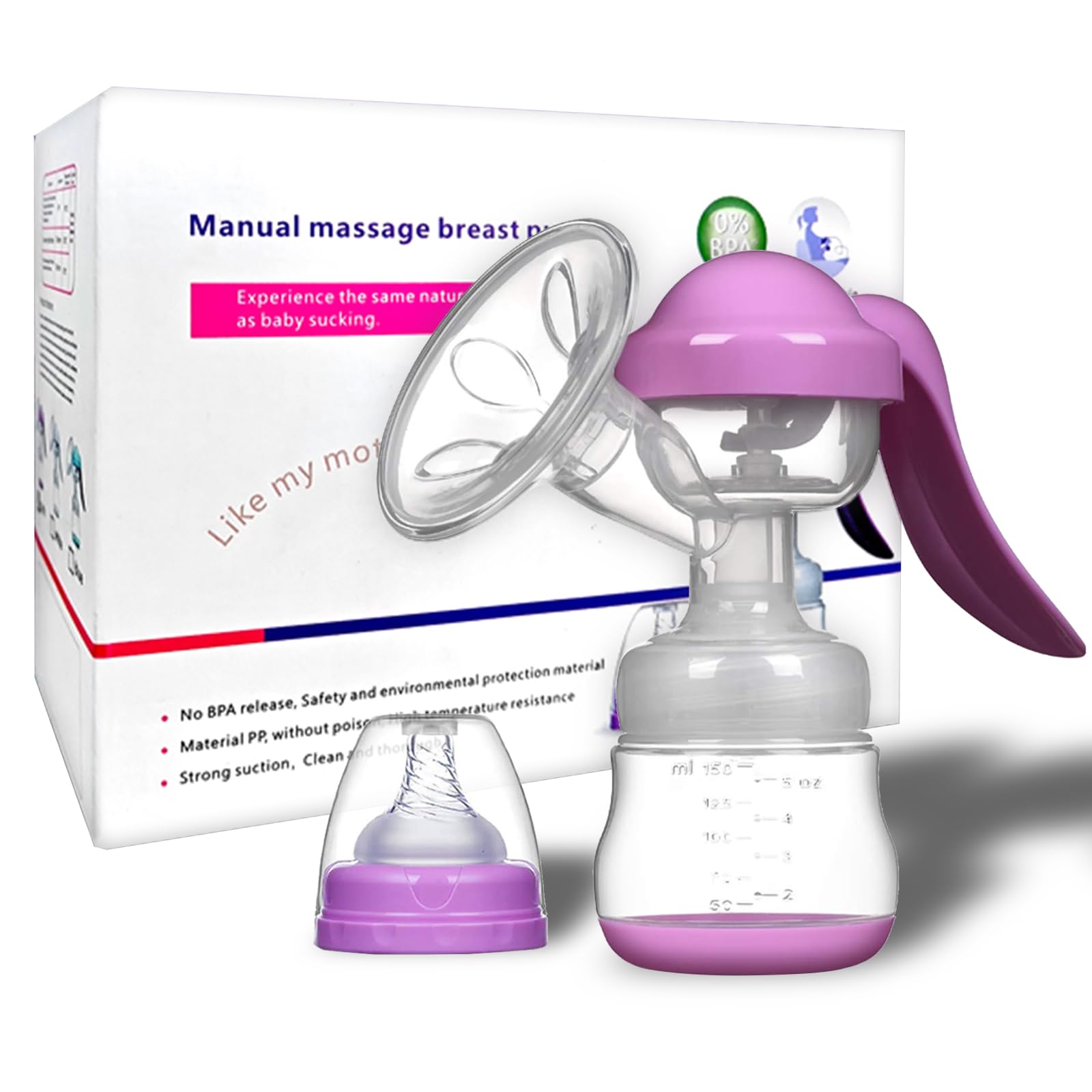 Amazon.com : JADE KIT Manual Breast Pump Purple - Adjustable Suction ...
