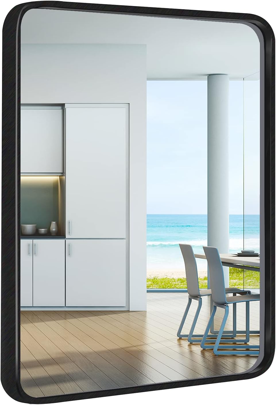 Amazon.com: Tophigh Soft Corner Rectangle Mirror, Black Rectangle ...