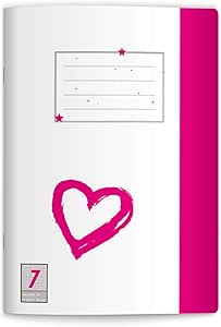 Schulheft A5 | 16 Blatt liniert/kariert | Lineatur 4/7 | Herz (kariert ...