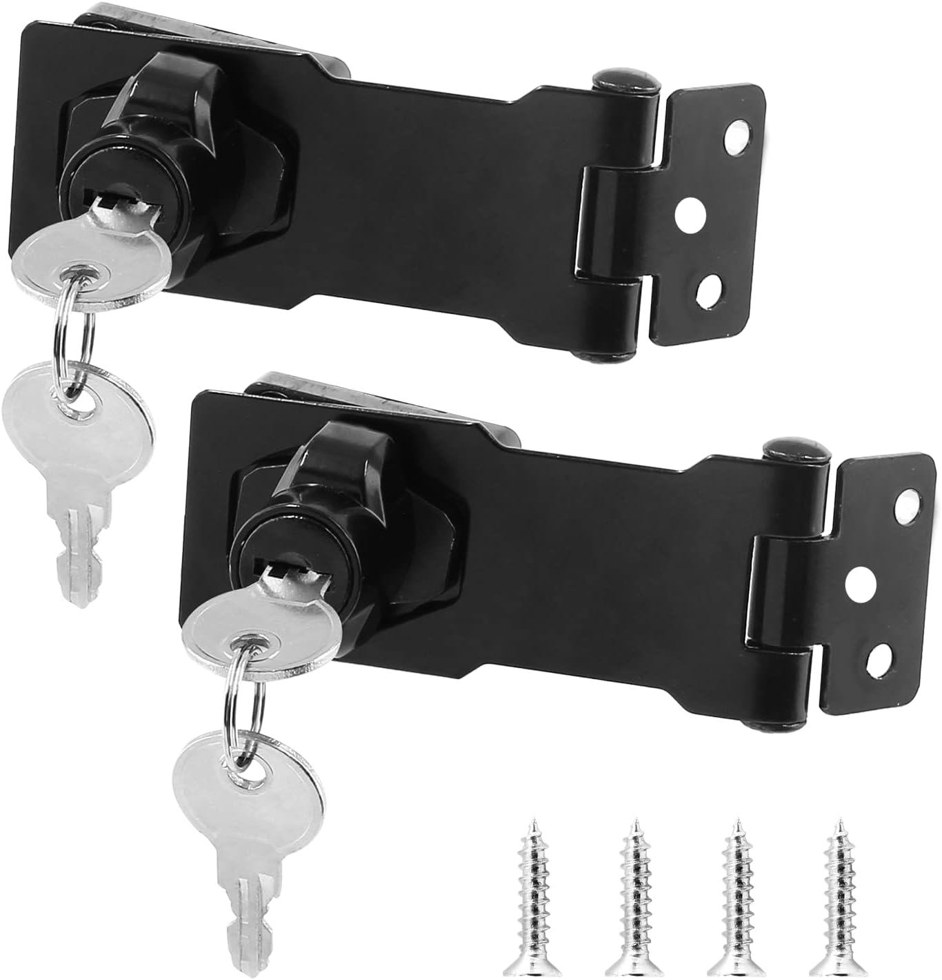 MovFlax 2 Packs Keyed Hasp Locks, Twist Knob Keyed Locking Hasp ...