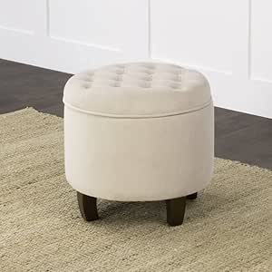 Amazon.com: Classic 19" Wide Round Storage Ottoman Bench with Rustic ...