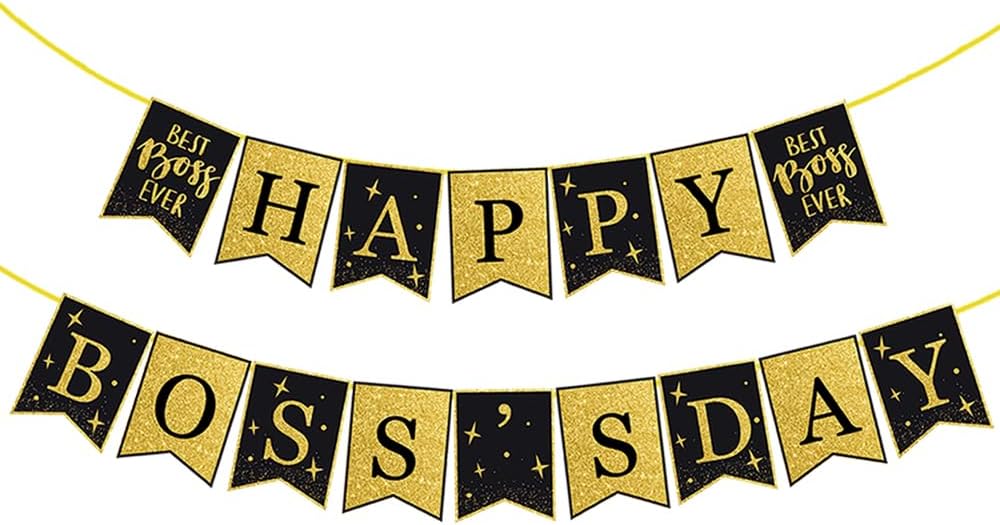 Amazon.com: Gold boss day decorations for office happy boss day banner ...