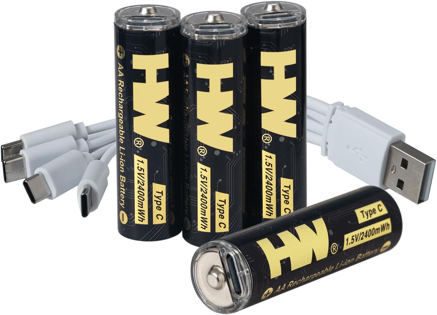 Amazon.com: HW 4 Pack Type-C USB Rechargeable Lithium Ion AA Battery ...