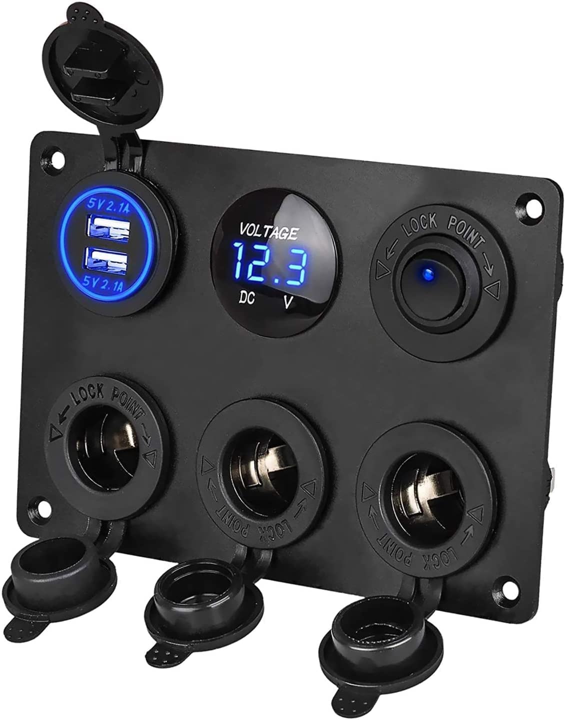 Amazon.com: Linkstyle 12V Cigarette Socket Panel, 3-Socket Cigarette ...