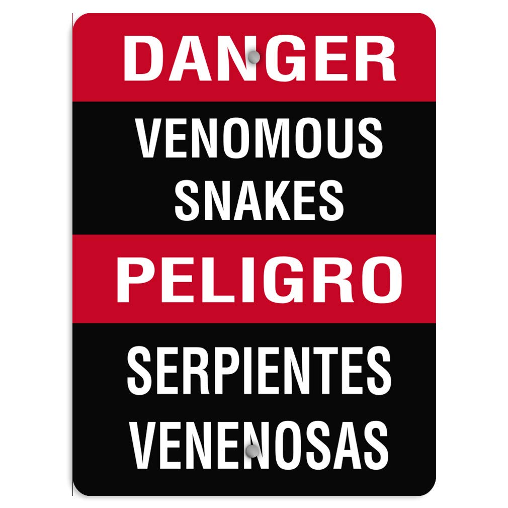 Danger Venomous Snakes Metal Sign - Weatherproof - Multiple Sizes in ...