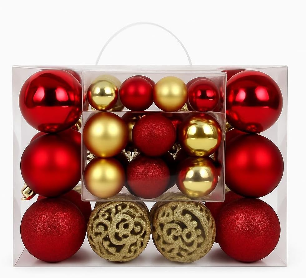 50pcs Christmas Baubles, 6cm Shatterproof Christmas Tree Balls ...