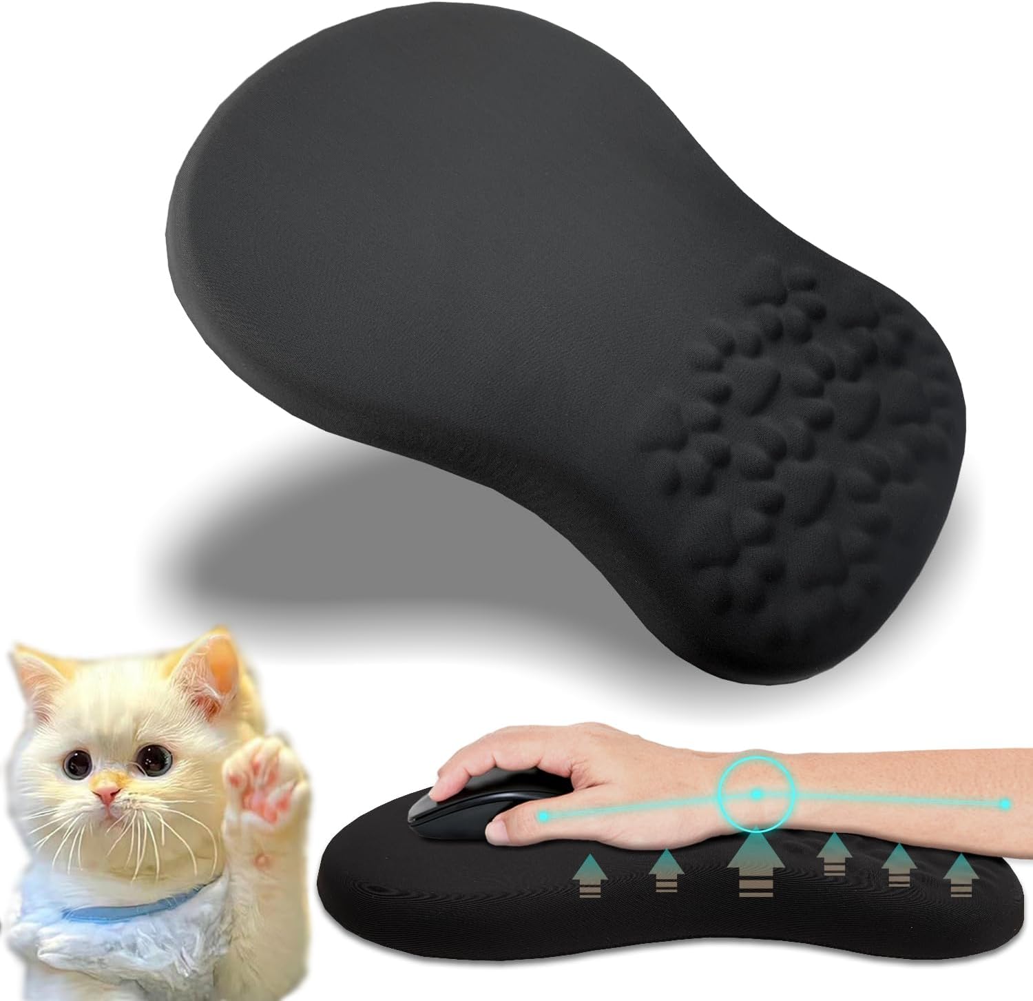 Amazon.com: ailifeer Black Ergonomic Mouse Pad with Wrist Rest Support ...