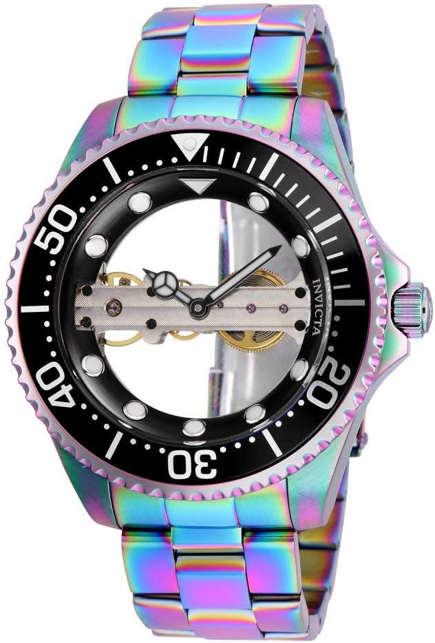 Amazon.com: Invicta Men Pro Diver Mechanical Watch, Iridescent, 26602 ...