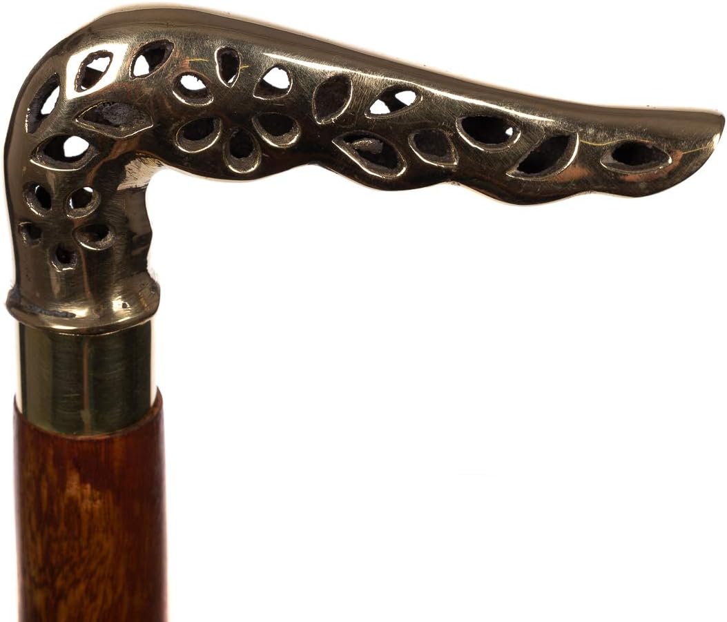 Eleganter Gehstock TM22025 Holz mit Messinggriff Derby Griff ...