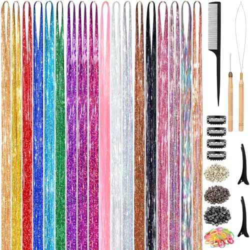 Amazon.com : Hair Tinsel Kit (48 Inch, 24 Colors, 6000 strands), Tinsel ...