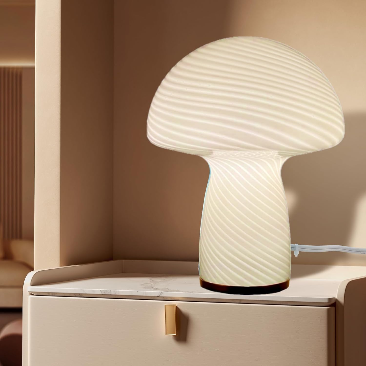 liveMAX Mushroom Lamp,Glass Table Bedside Lamps,Translucent Vintage ...
