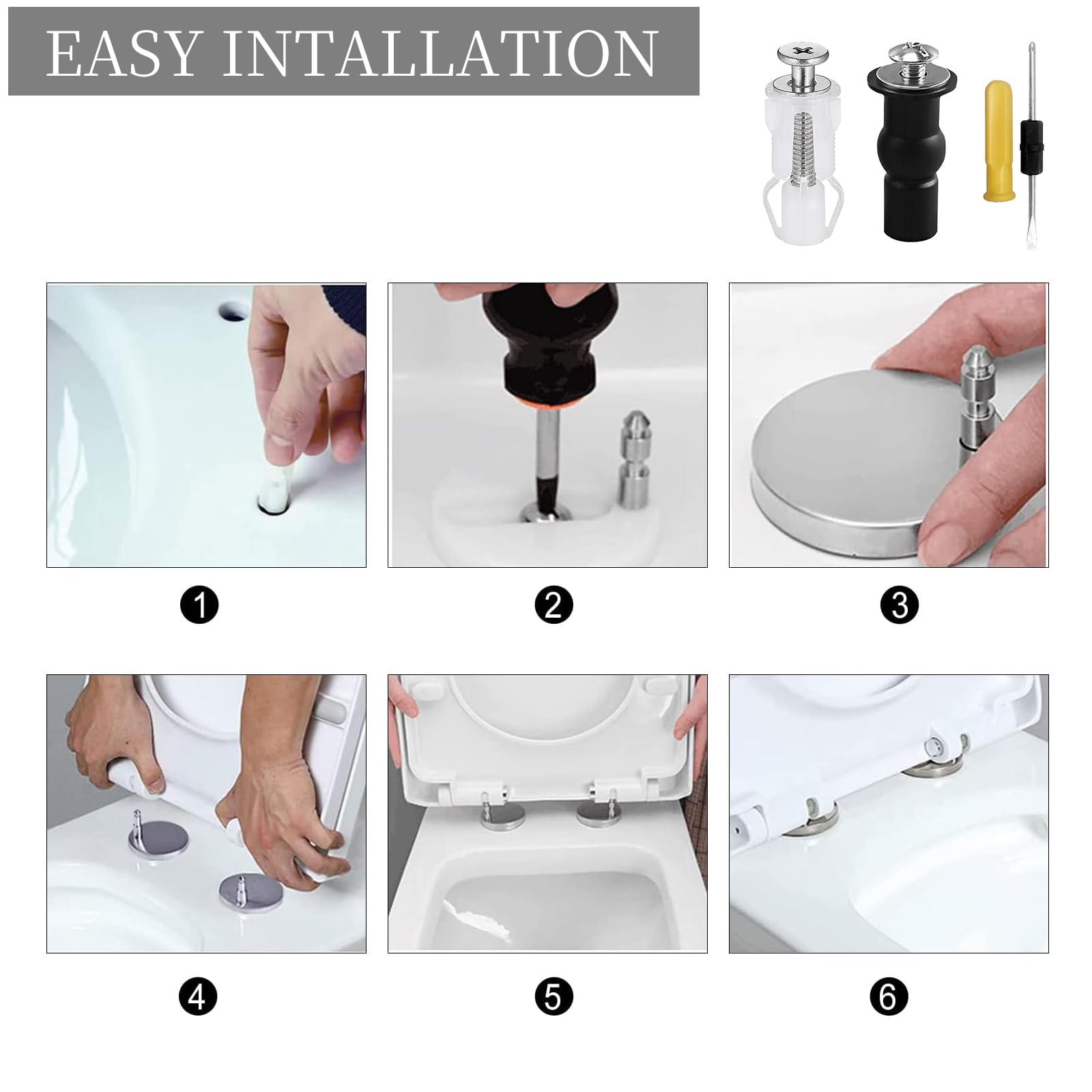 8Pcs Universal Toilet Fixing Kit, Toilet Seat Fittings and Fixtures ...