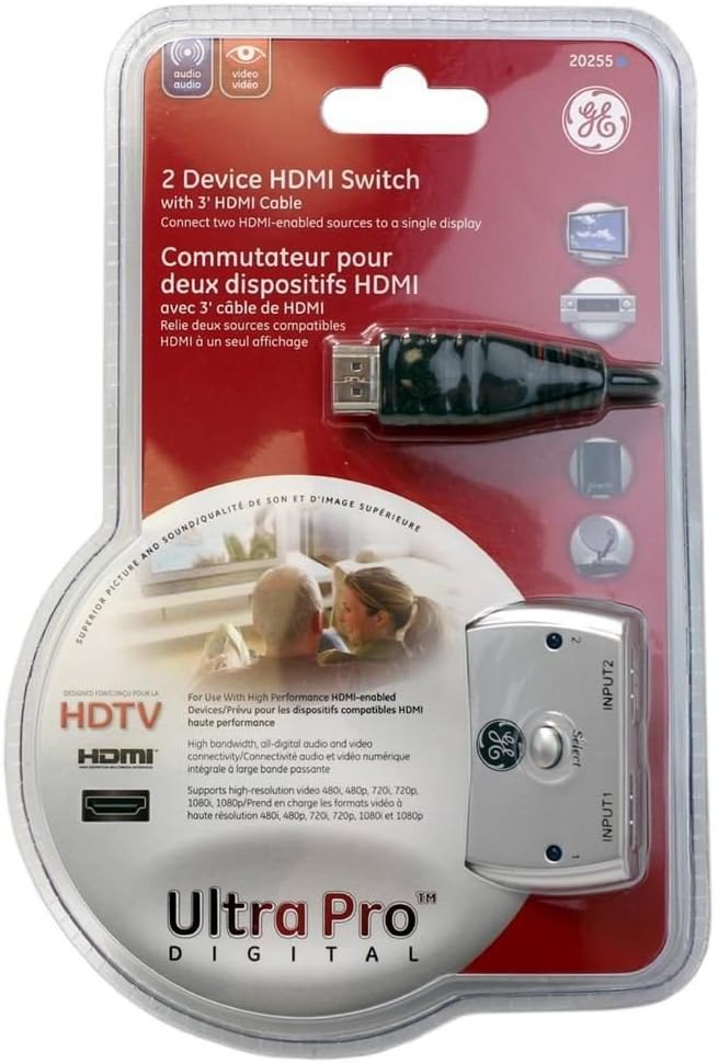 Amazon.com: Ge Ultrapro Hdmi Switch w/ 3 Ft Hdmi Cable - 20255 ...